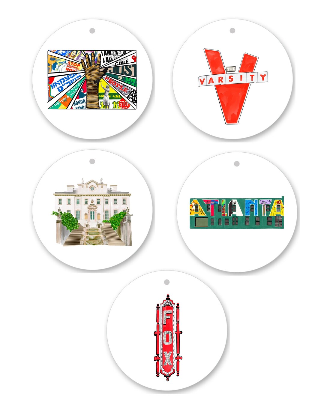 Iconic Atlanta, Georgia Watercolor Gift Tags - Set of 10 - Etsy