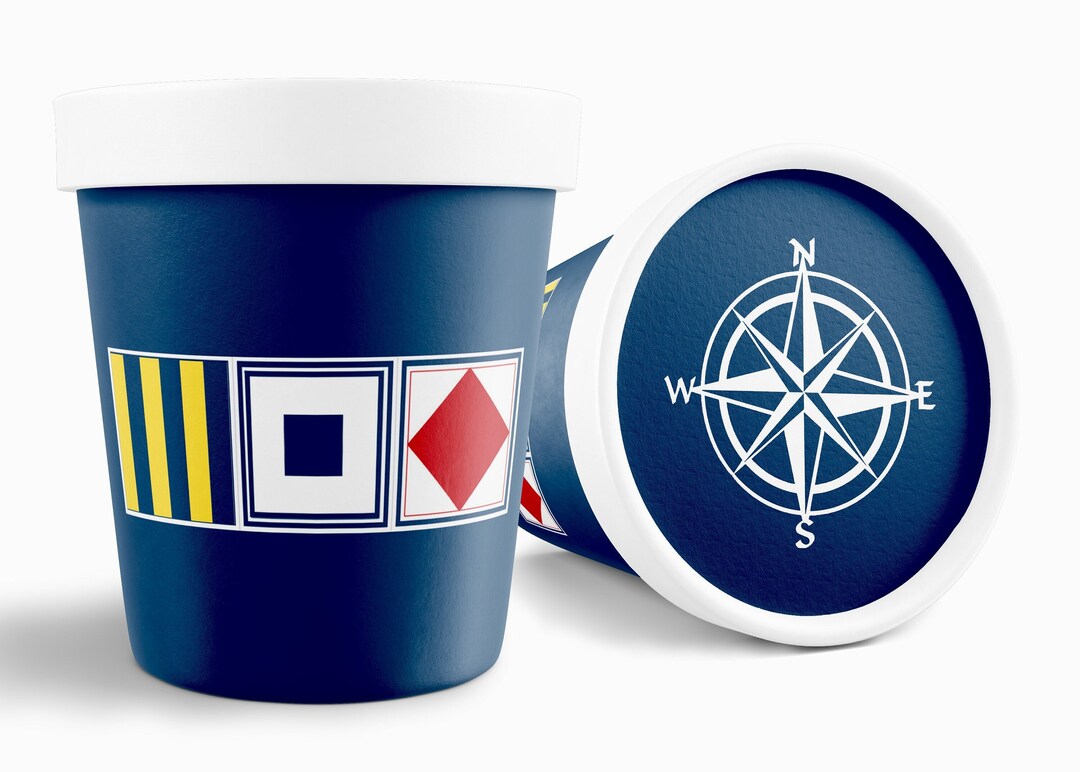 Large 16 Oz. Signal Flag Ice Cream, Soup, Favor Cup With Lids Set of 12 ...