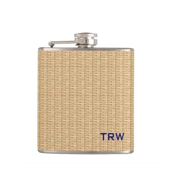 6 oz Wicker Look Hip Flask by When I Was Your Age | Catch My Party