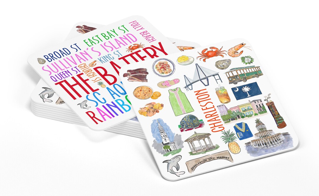 Iconic Charleston, South Carolina Watercolor Paper Coasters - Set of 10 ...