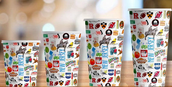 Iconic New Jersey Watercolor Hot/Cold Paper Party Cups - 4 sizes - Set ...