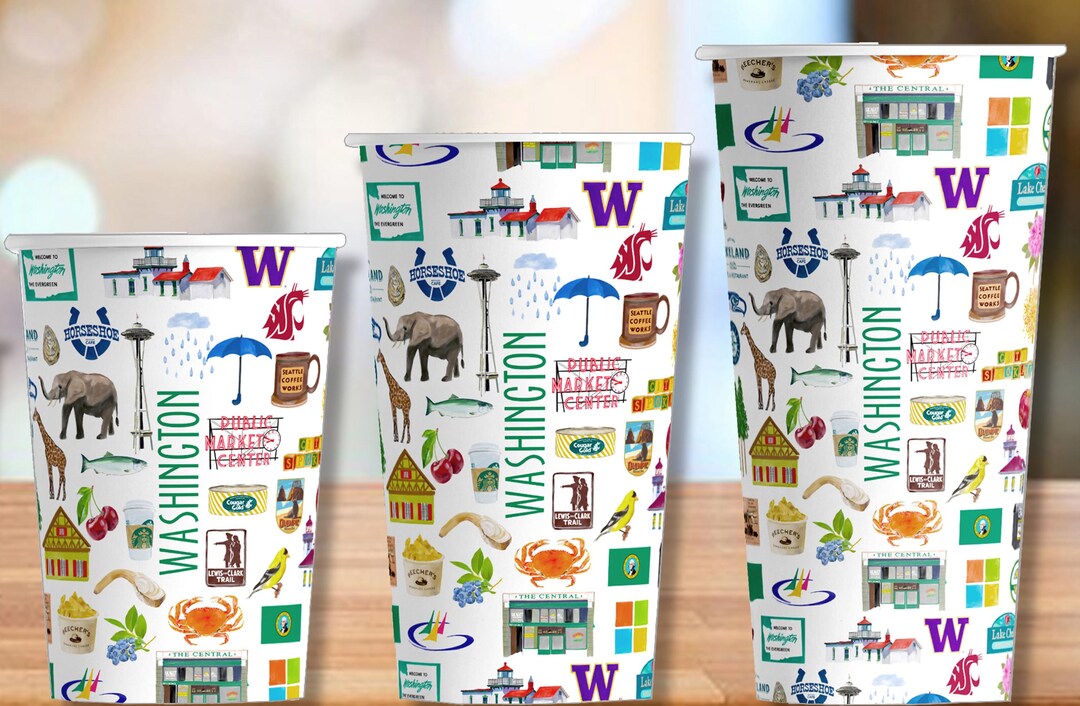 Iconic Washington State Watercolor Hot/cold Paper Party Cups - 3 Sizes ...