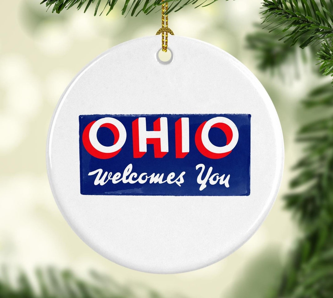 Ohio Welcome Sign Round Porcelain Ornament - Etsy