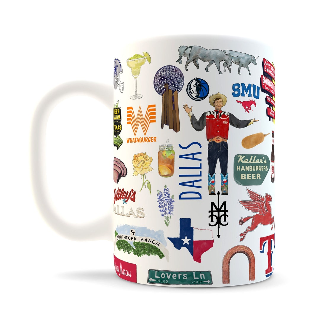 Iconic Dallas Texas Watercolor Ceramic Mug - Etsy