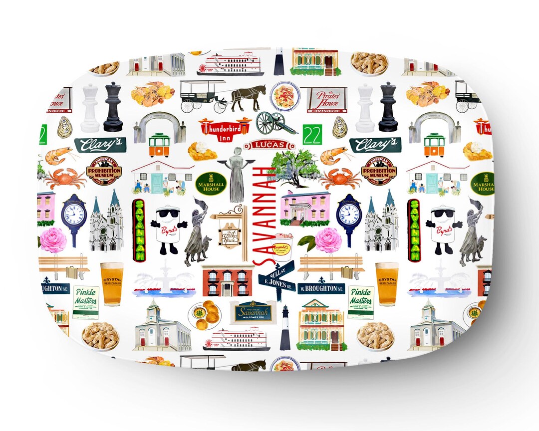 Iconic Savannah Georgia Watercolor Decoware(tm) Platter - Etsy