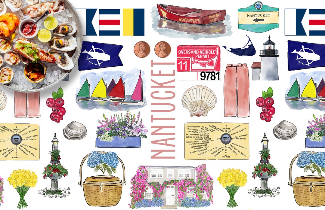 Iconic Nantucket Watercolor Disposable Placemats Tear-away Pad of 24 - Etsy