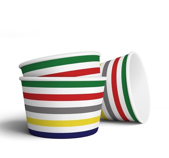 8 oz Rugby Stripe Ice Cream, Soup, Favor Cup - Set of 12 by When I Was ...
