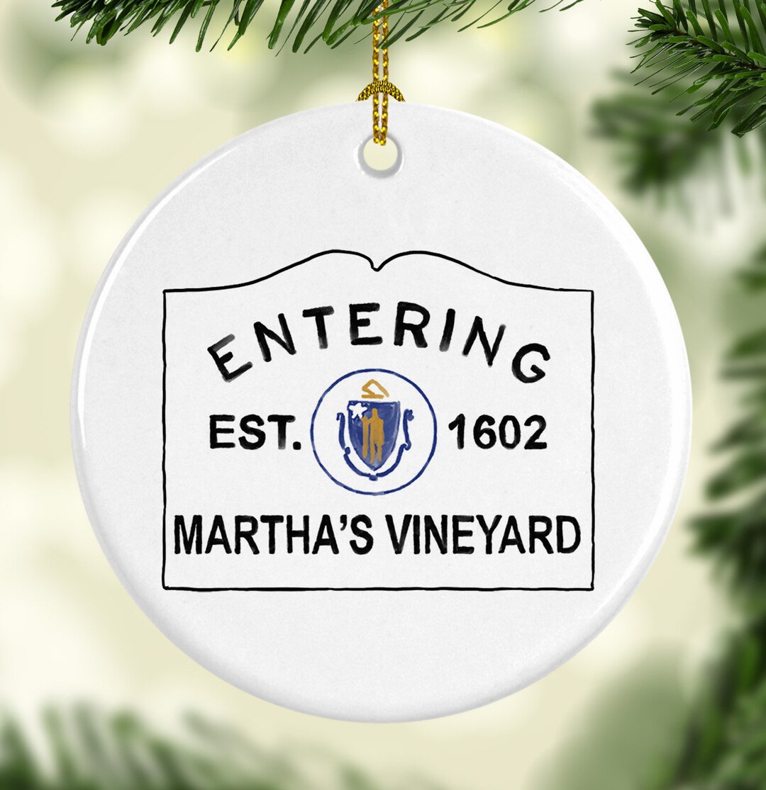 Entering Martha's Vineyard Sign Round Porcelain Ornament - Etsy