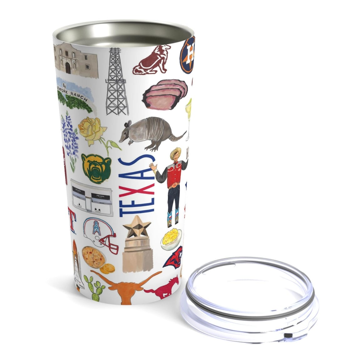 Iconic State of Texas Watercolor 20 Ounce Stainless Steel Hot/cold Cup ...