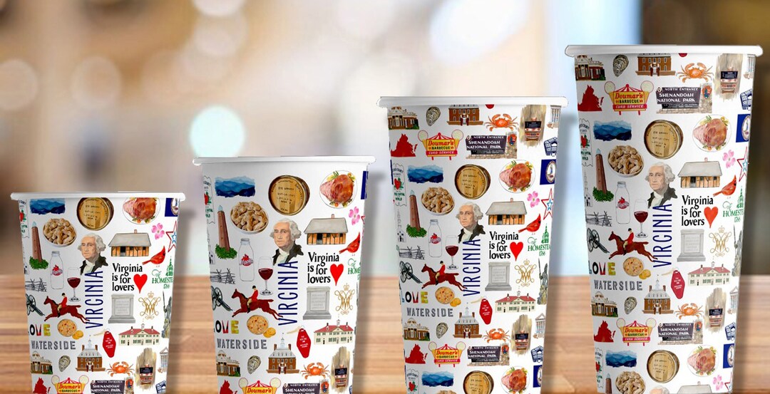 Iconic Virginia Watercolor Hot/cold Paper Party Cups 4 Sizes - Etsy