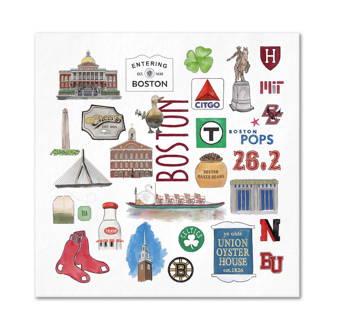 Iconic Boston, Massachusetts Watercolor Napkins - Etsy