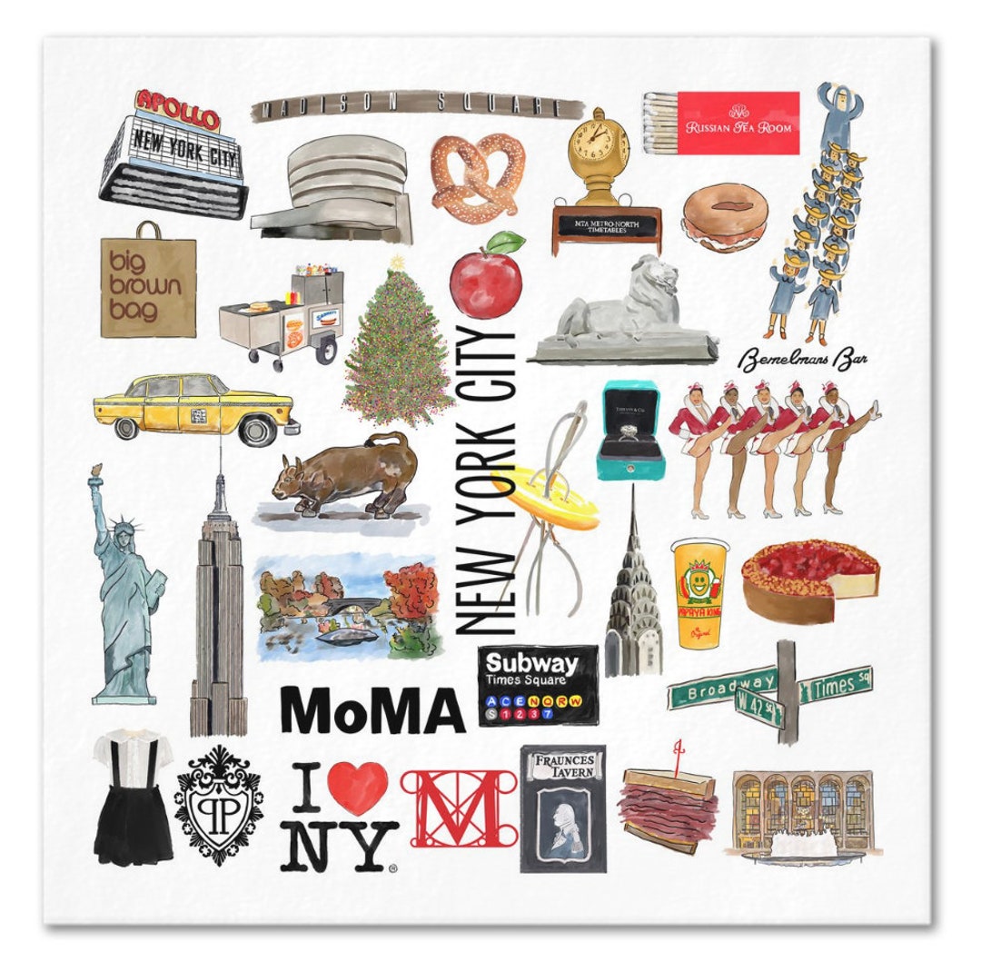 Iconic New York City Watercolor Cocktail Napkins - Etsy