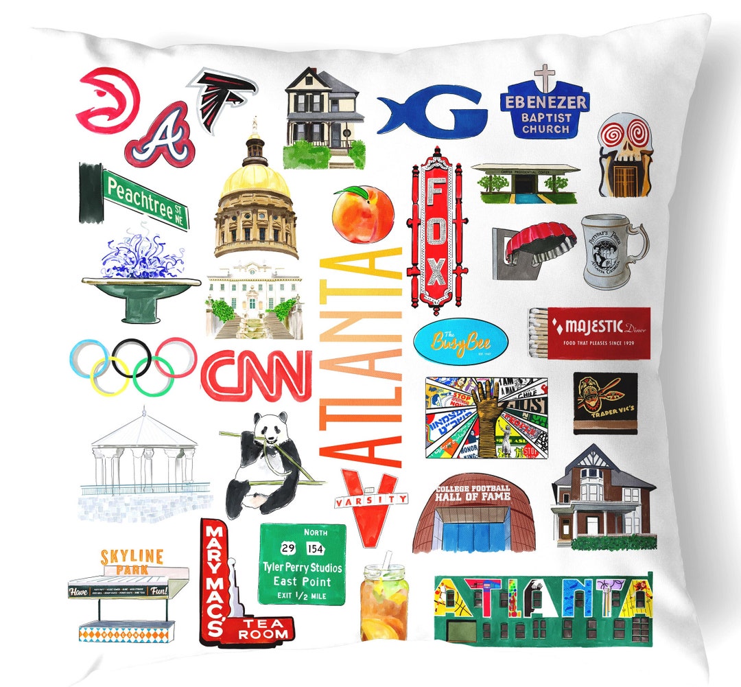 Reversible 18" Iconic Atlanta Throw Pillow - Etsy