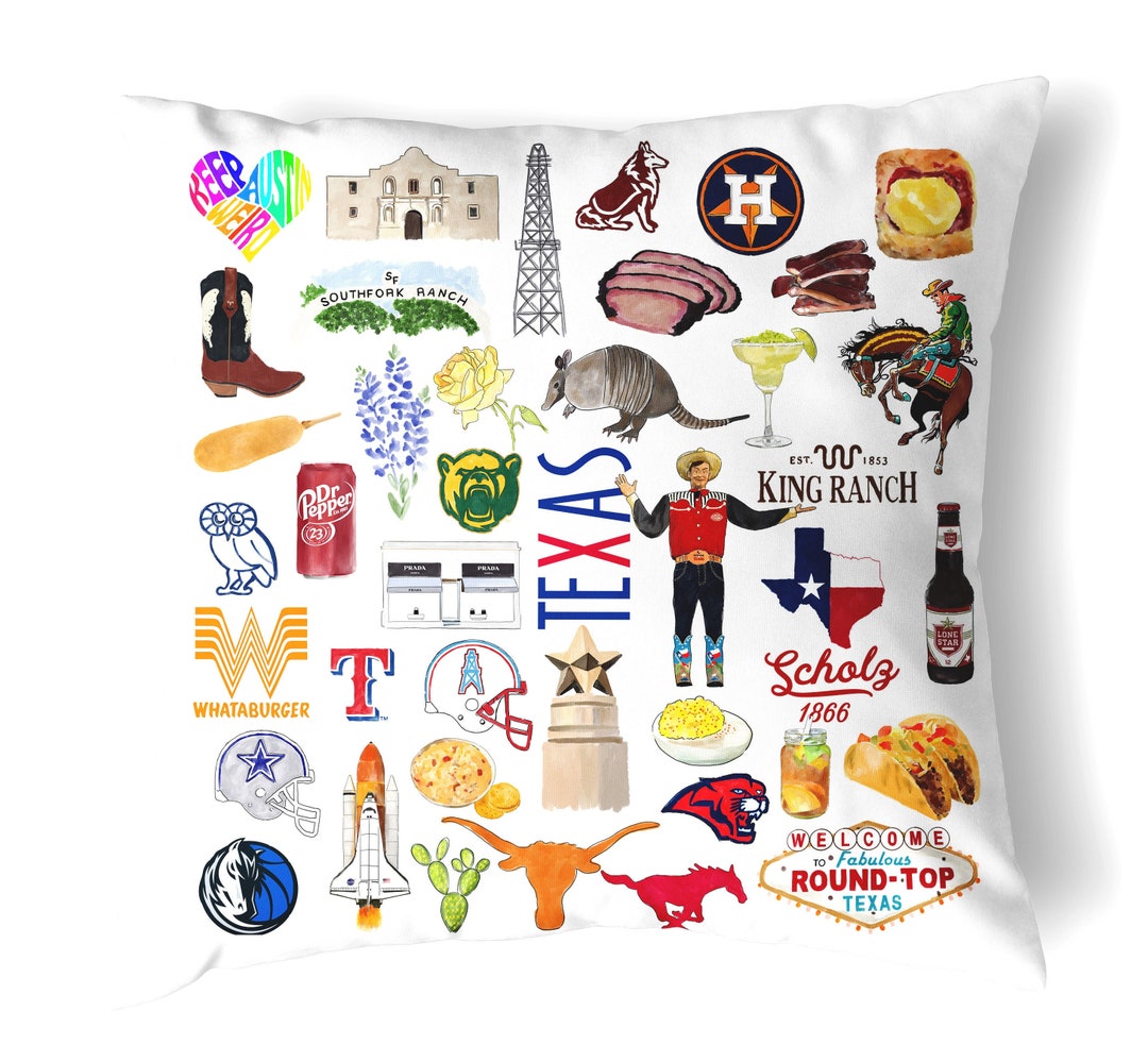 Reversible 18" Iconic Texas Throw Pillow - Etsy