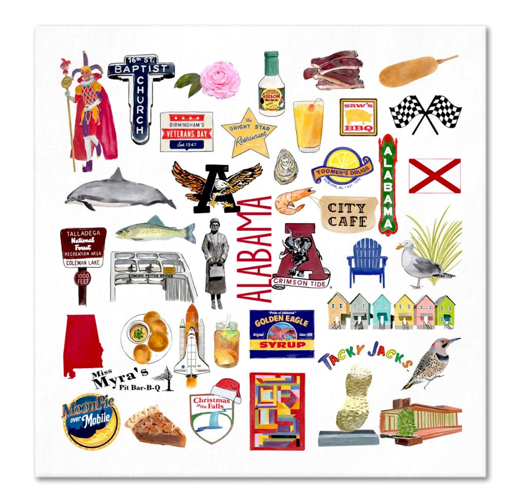 Iconic Alabama Watercolor Napkins - Etsy