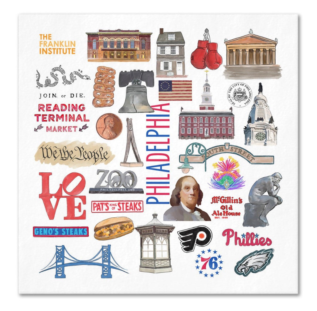 Iconic Philadelphia Watercolor Cocktail Napkins - Etsy