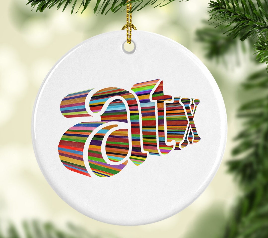 Austin ATX Sign Round Porcelain Ornament - Etsy