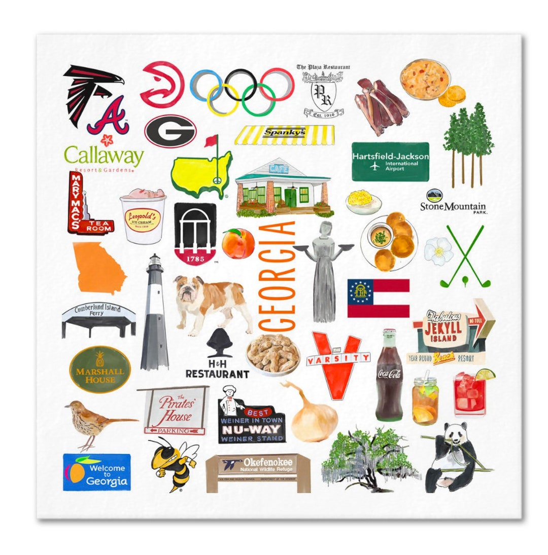 Iconic Georgia Watercolor Cocktail Napkins - Etsy