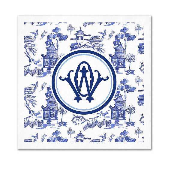 Blue Willow Paper Cocktail Napkins by When I Was Your Age | Catch My Party