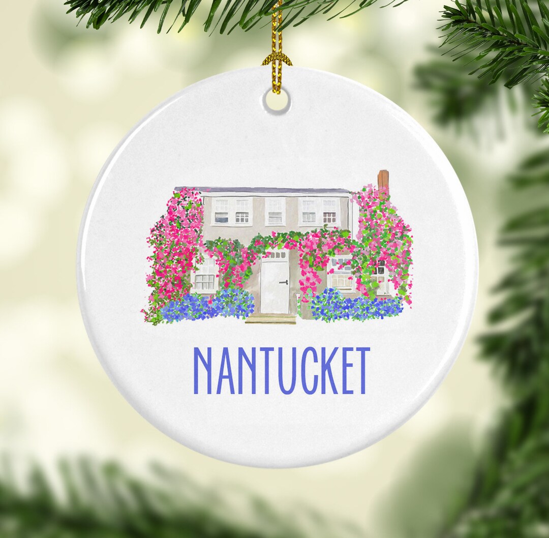 Iconic Nantucket Cottage Round Porcelain Ornament - Etsy