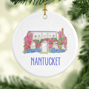 Iconic Nantucket Cottage Round Porcelain Ornament - Etsy