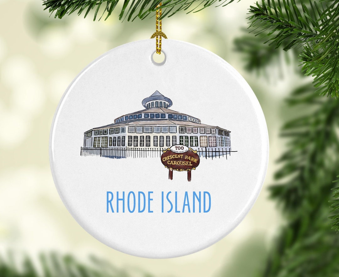 Iconic Rhode Island Crescent Park Round Porcelain Ornament - Etsy