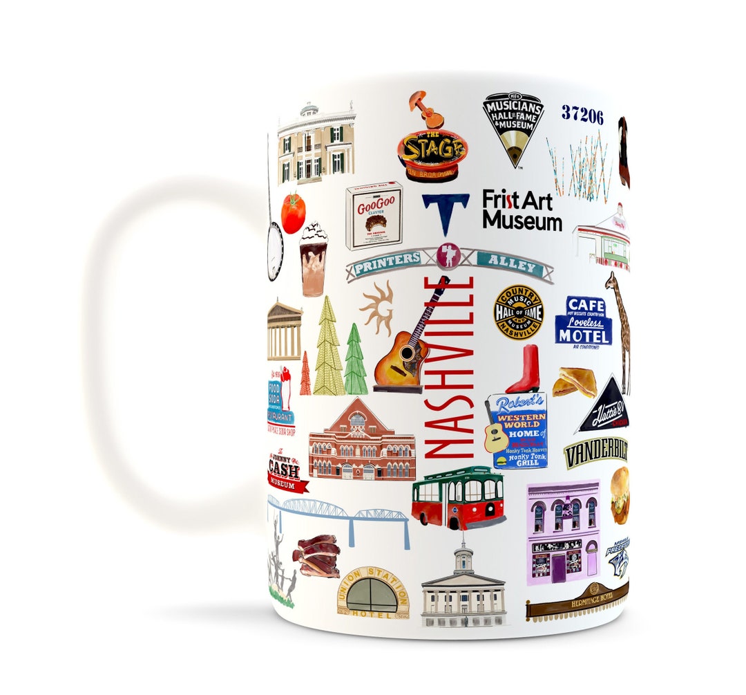 Iconic Nashville Tennessee Watercolor Ceramic Mug - Etsy