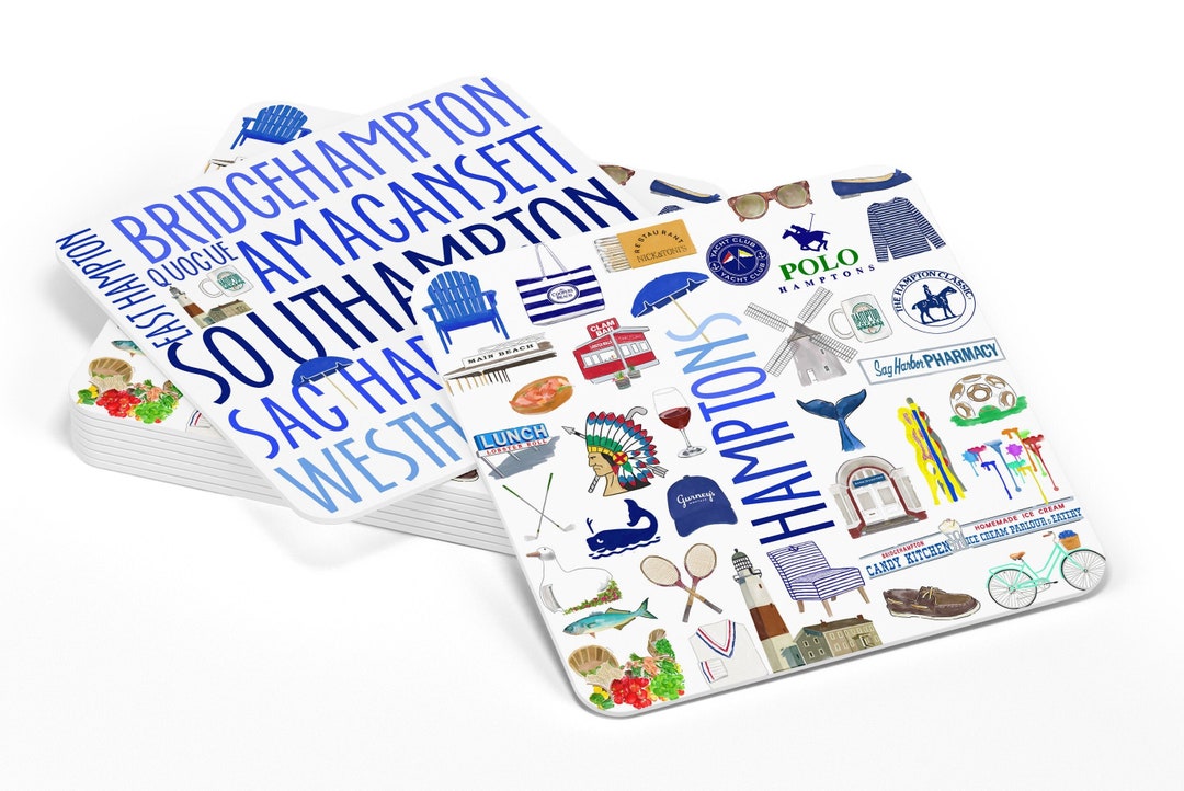 Iconic Hamptons Watercolor Paper Coasters - Set of 10 - Etsy