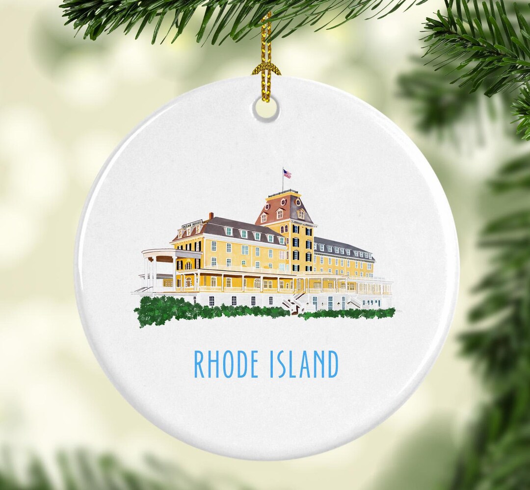 Iconic Rhode Island Ocean House Round Porcelain Ornament - Etsy