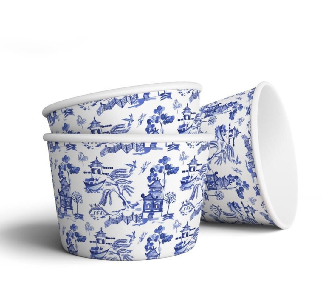 8 Oz Blue Willow Ice Cream, Soup, Favor Cup - Set of 12 - Etsy