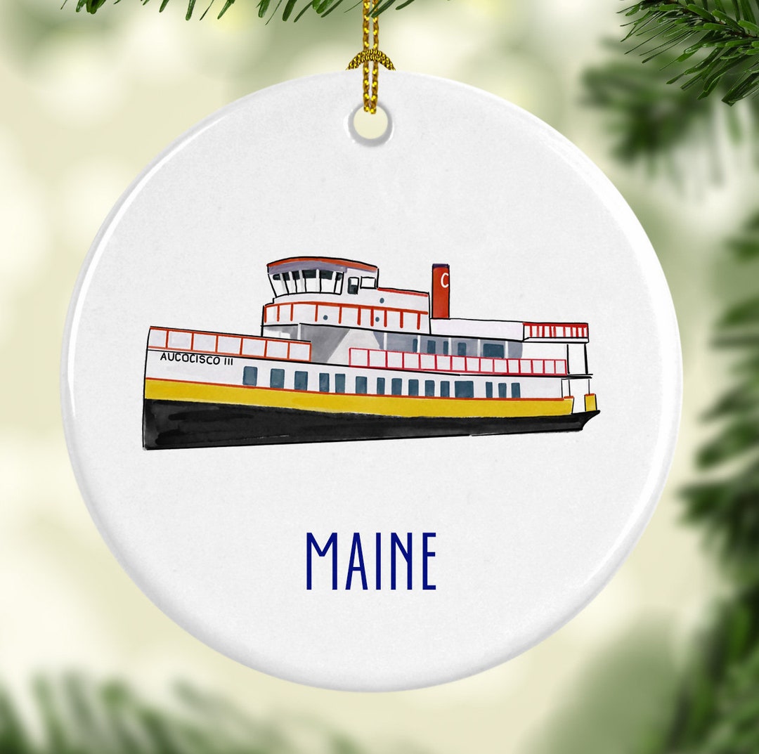Iconic Maine Ferry Round Porcelain Ornament - Etsy