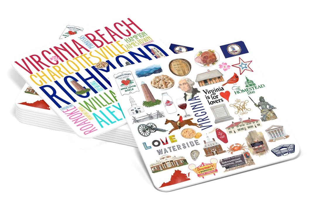 Iconic Virginia Watercolor Paper Coasters - Set of 10 - Etsy