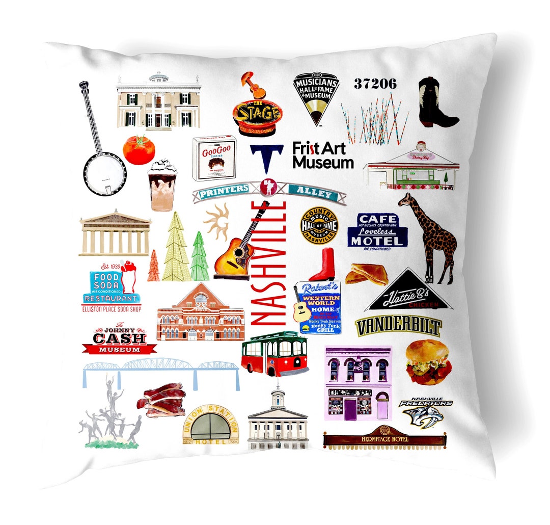 Reversible 18" Iconic Nashville Tennessee Throw Pillow - Etsy