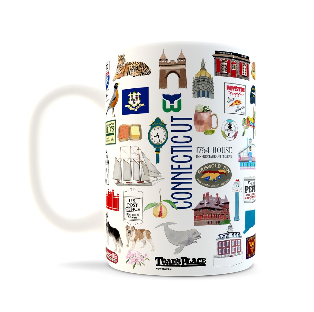 Iconic Connecticut Watercolor Ceramic Mug - Etsy