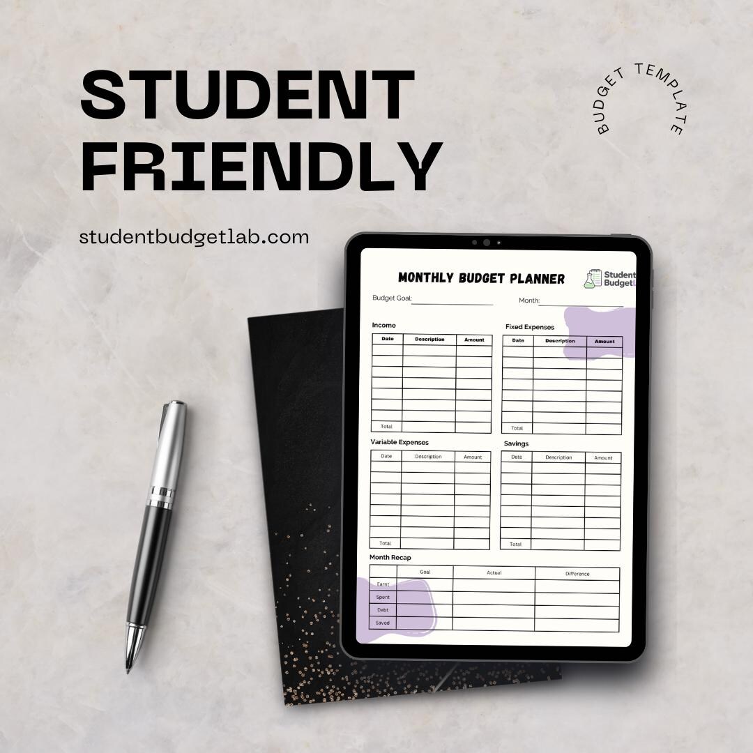 Student Monthly Budget Planner Printable | Editable PDF Template for ...