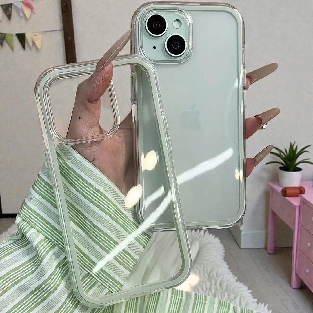 Luxury Candy Color Frame Clear Back Phone Case for iPhone 17 16 15 14 ...