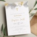 Greenery Christening Lunch Menu, Green & Gold, EDITABLE Boy Communion ...