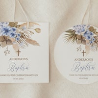 Floral Catholic Mass Card for Funeral, Blue Iris, Editable Memorial ...