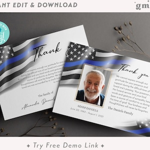 Law Enforcement Memorial Thank You Card, Editable Police ...