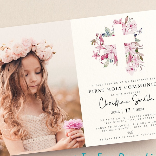 4 Page Funeral Program, Purple & White Flowers, Editable Floral ...