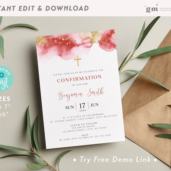 Red Confirmation Invitations - Etsy