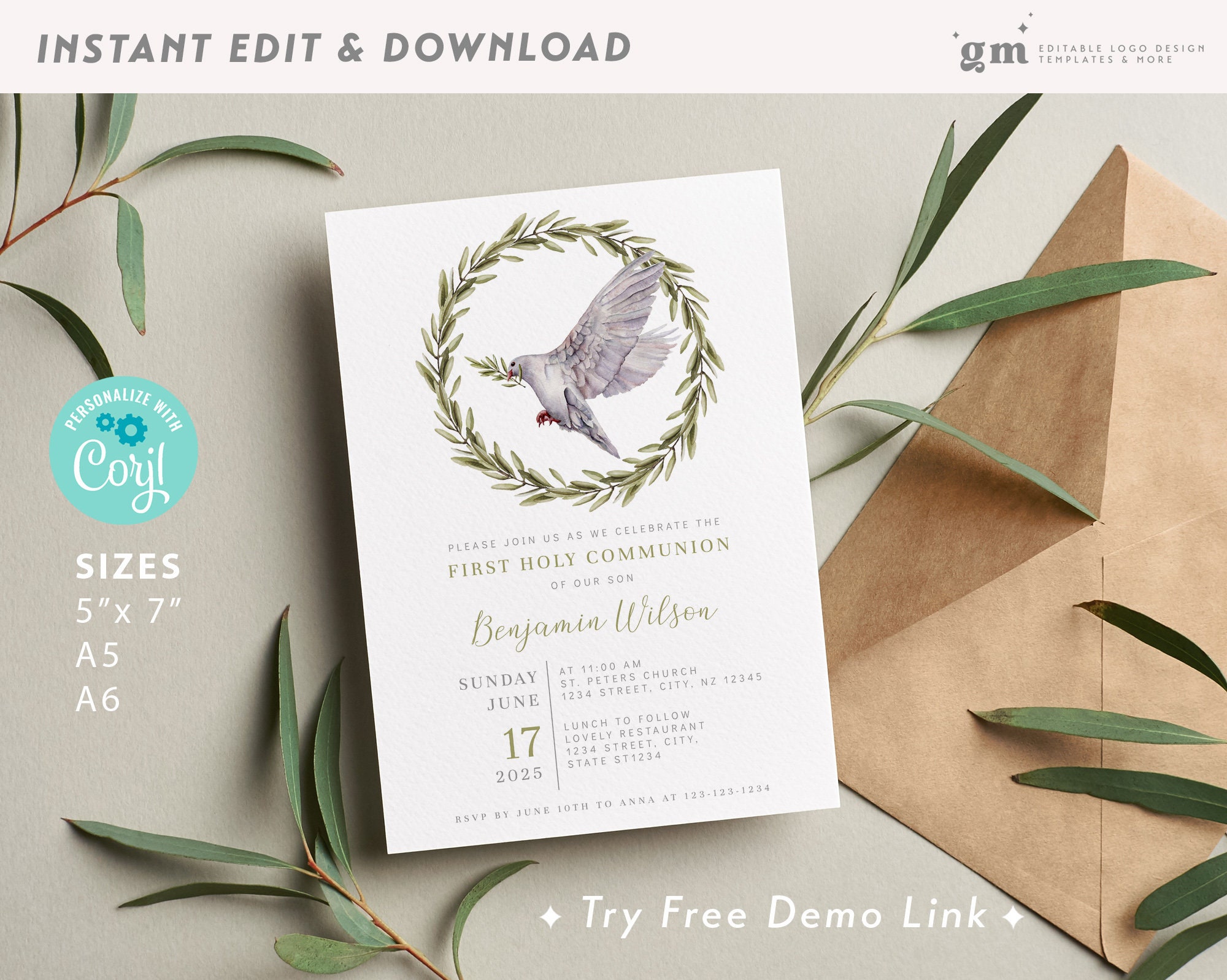 Confirmation Dove Template