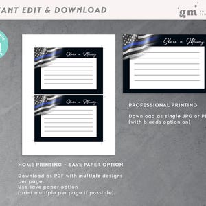 Police Funeral Share a Memory Sign and Card, Editable Law Enforcement ...