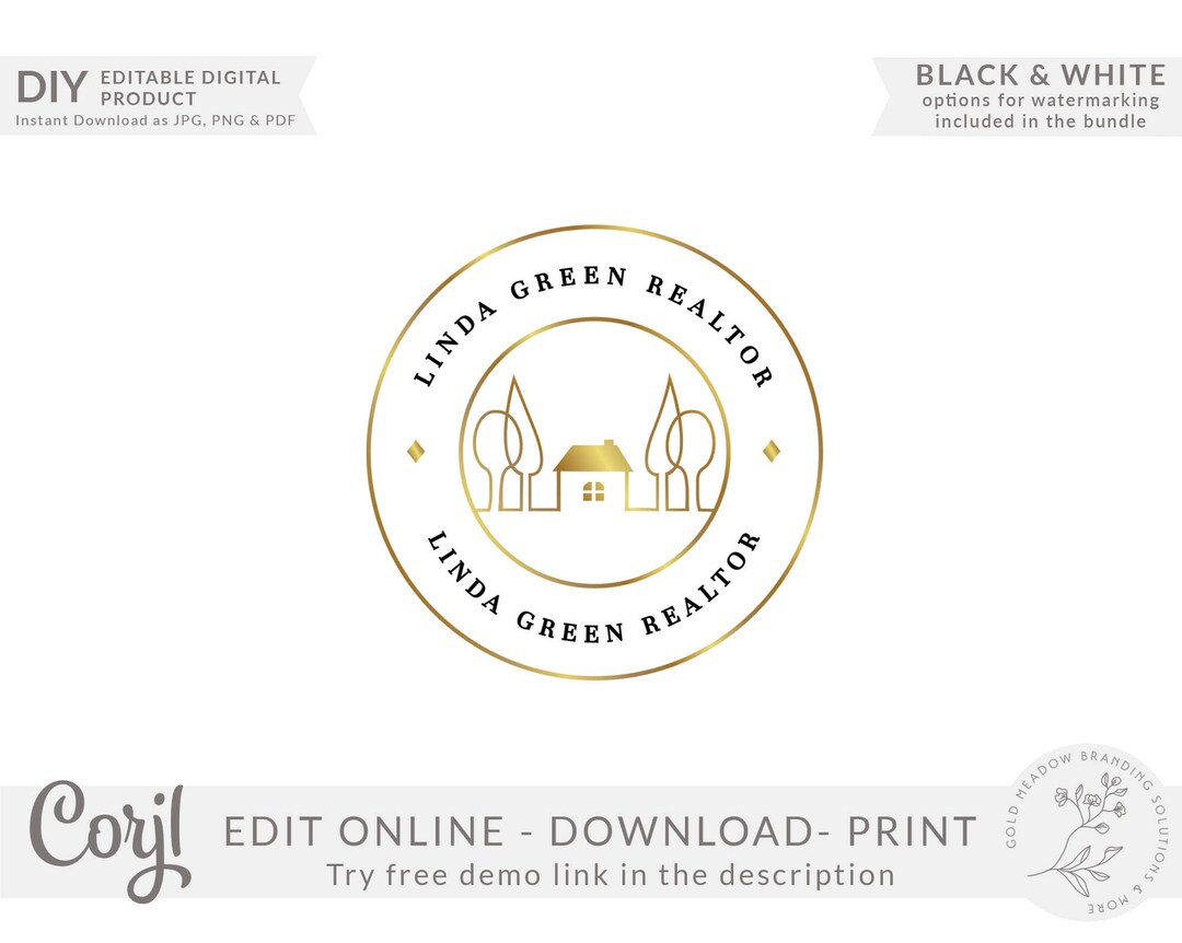 Corjl Realtor Logo, DIY Real Estate Logo Template, Circle Mortgage Logo ...