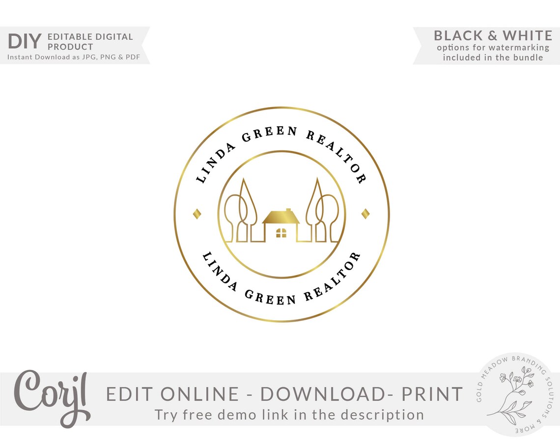 Corjl Realtor Logo, DIY Real Estate Logo Template, Circle Mortgage Logo ...