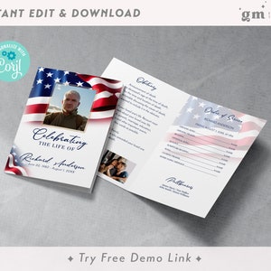 Editable Military Funeral Template Package, Soldier Celebration of Life ...