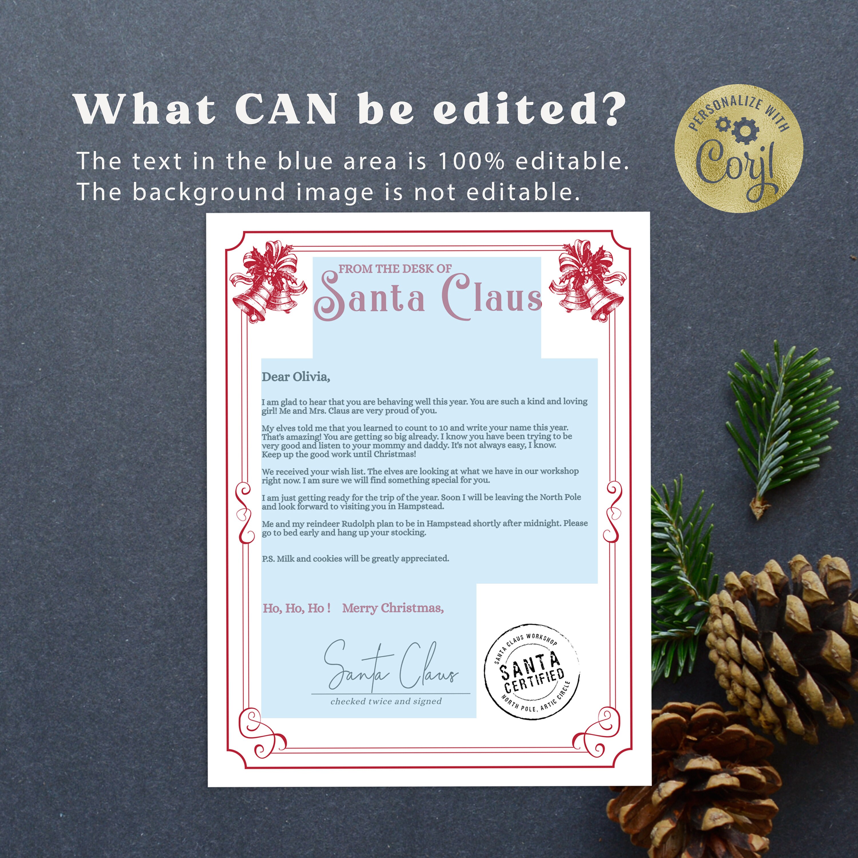 Editable Letter From Santa, From the Desk of Santa Claus, Instant Edit ...