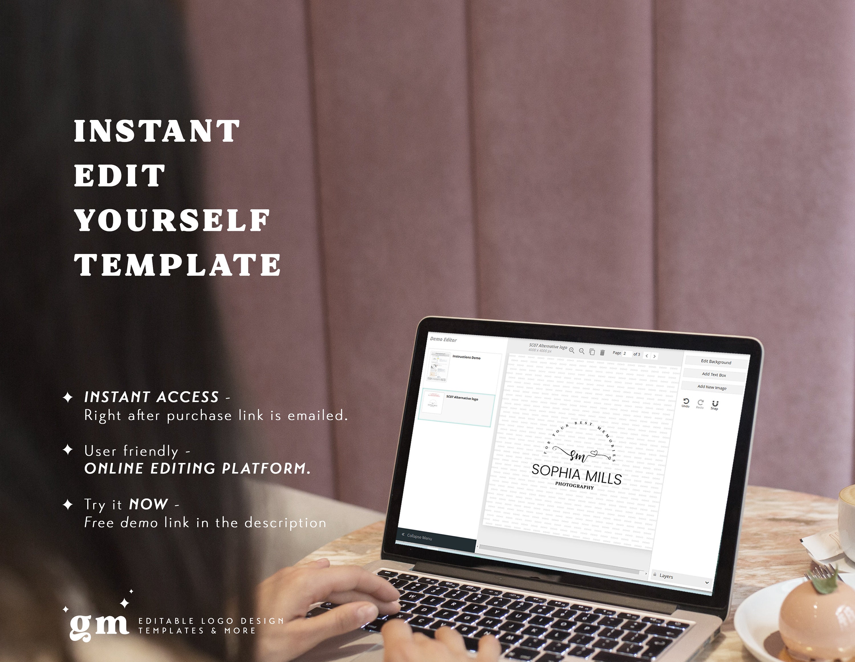 Editable Coaching Logo Design Circle Photography Watermark - Etsy