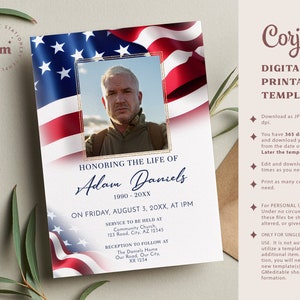 Editable Military Funeral Template Package, Soldier Celebration of Life ...