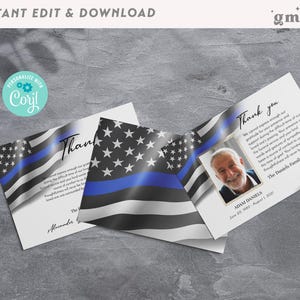 Law Enforcement Memorial Thank You Card, Editable Police ...